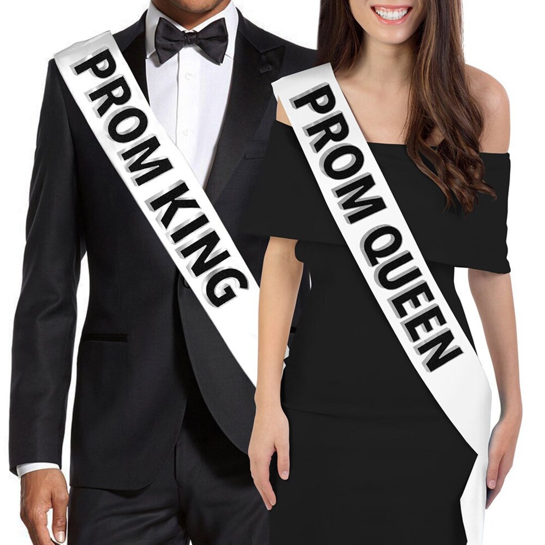Luxury Prom Sash • Metallic Silver & Black Glitter Premium White Satin ...