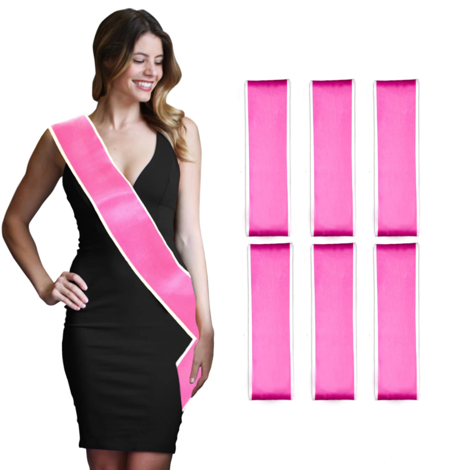 Blank Pink Border Sash Quality Double Layer Satin Sashes | Etsy