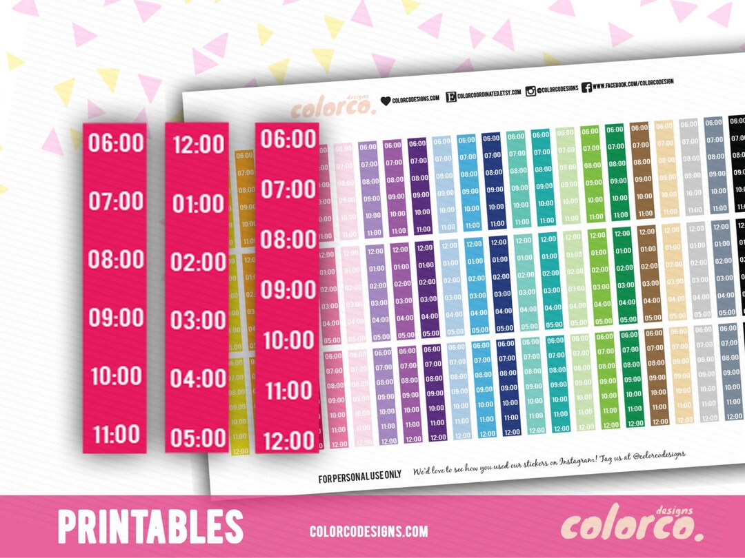 TIMELINE/ HOURLY Sidebar - Am/pm Printable Planner Stickers Erin ...