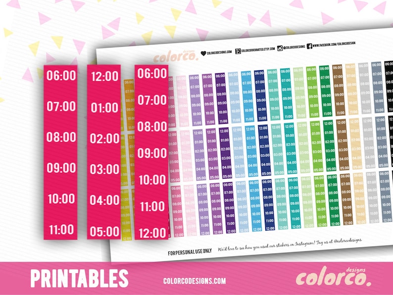TIMELINE/ HOURLY Sidebar - Am/pm Printable Planner Stickers Erin ...