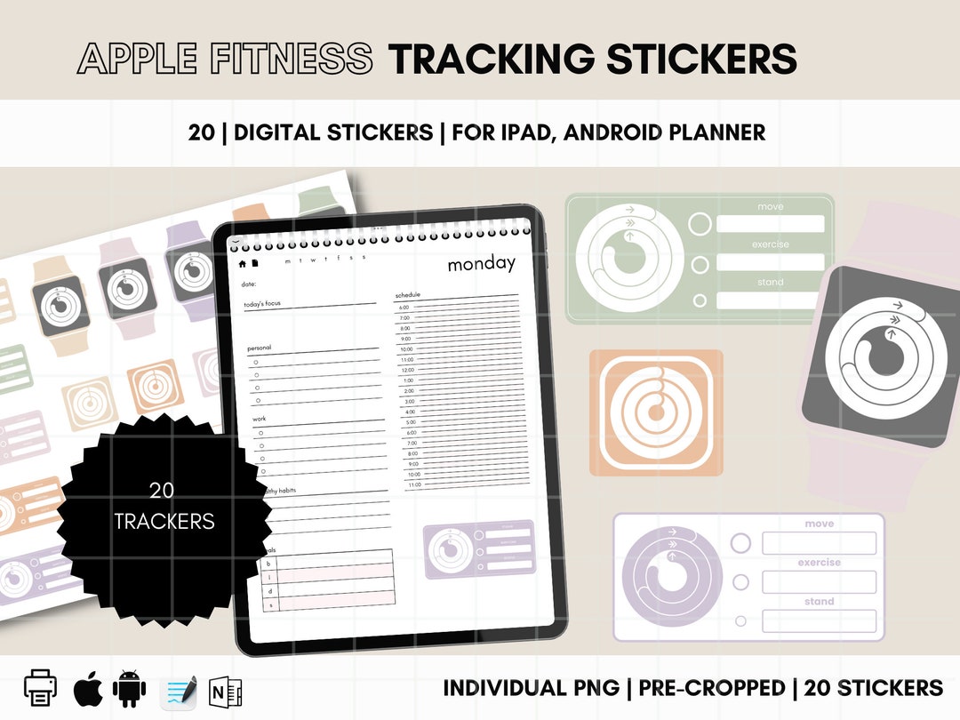 APPLE WATCH FITNESS Stickers, Apple Fitness Rings, Apple Fitness Badge ...