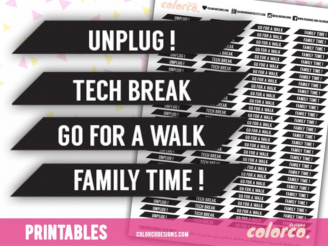 Exercise Family Break Stickers Printable Planner Stickers - Etsy