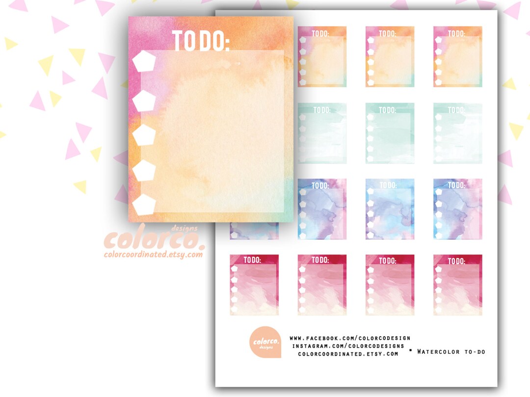 Spring WATERCOLOR CHECKLIST Set Printable Planner Stickers Kit Set Erin ...