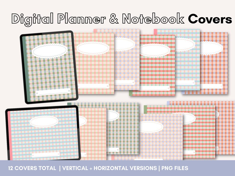 Digital NOTEBOOK COVER, Digital Journal Cover, 12 Custom Digital ...