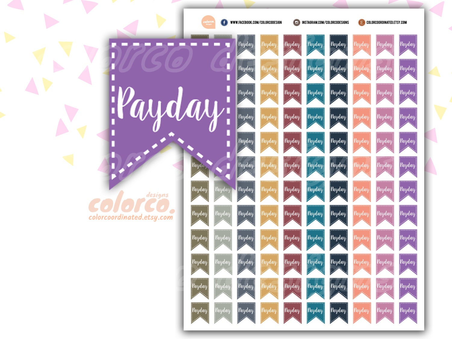 PAYDAY Stickers FLAG Printable Planner Stickers Erin Condren - Etsy