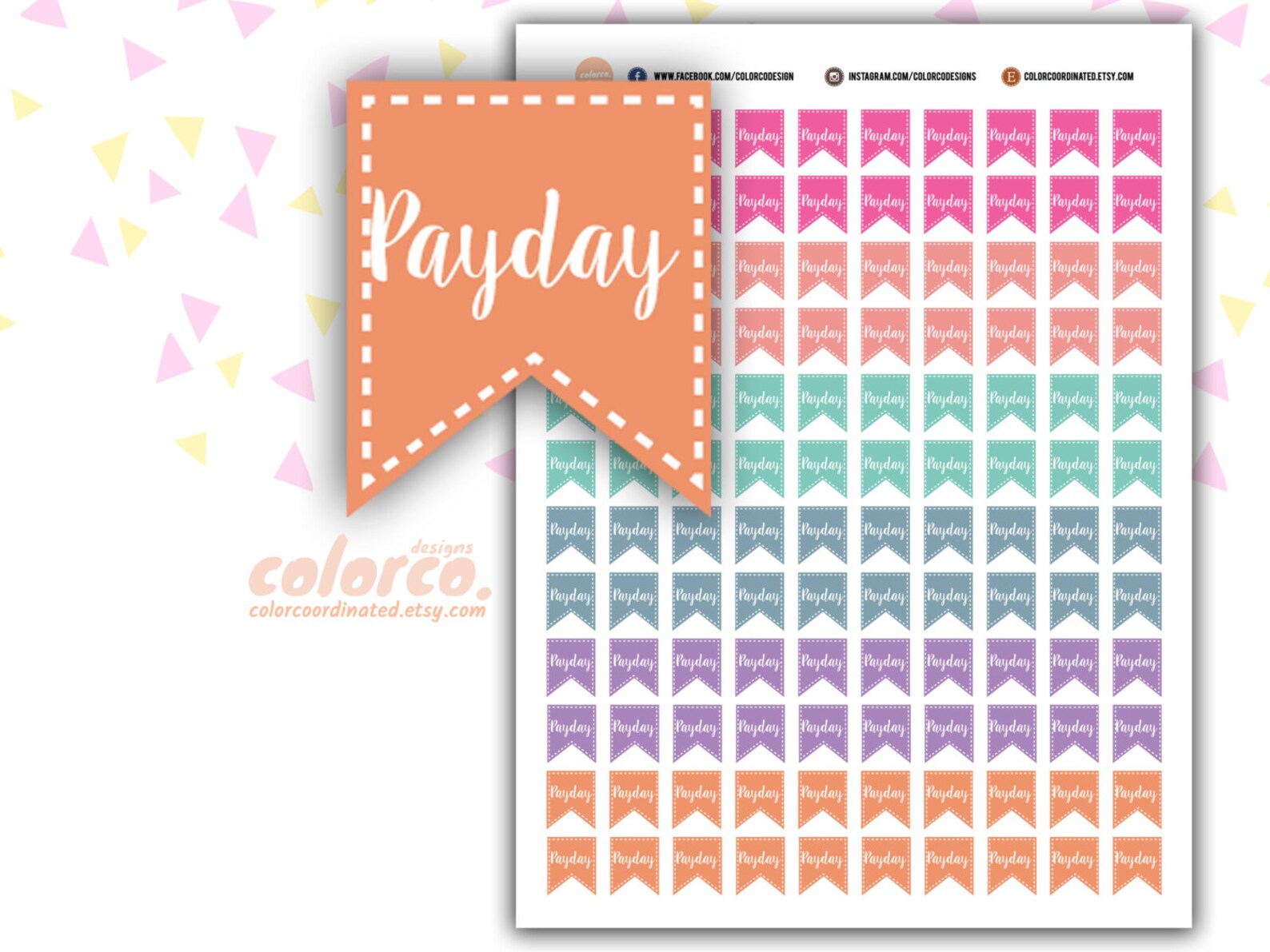 Spring PAYDAY FLAG Stickers Printable Planner Stickers Erin Condren ...