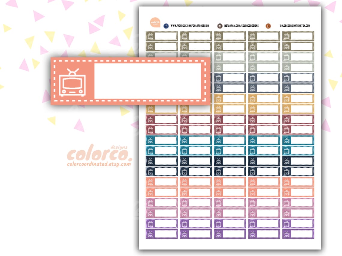 Television / TV Shows Labels Printable Planner Stickers Erin Condren ...