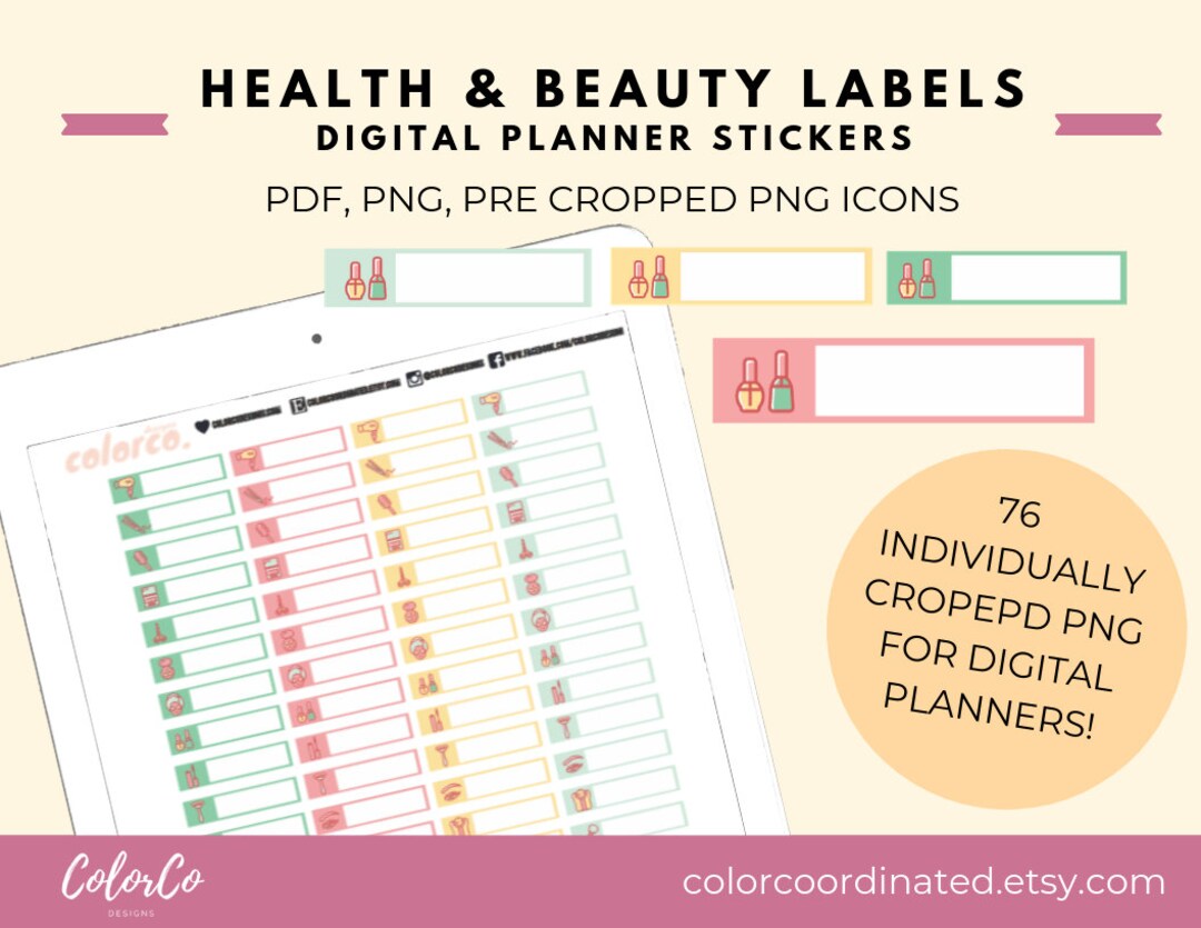 HEALTH and BEAUTY Digital Planner Stickers Bullet Journal - Etsy