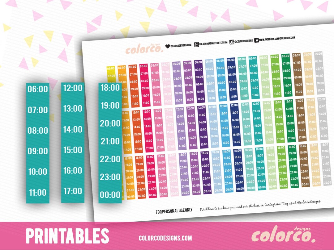 TIMELINE/ HOURLY Sticker, Military Time, Timeline Stickers, Hourly ...