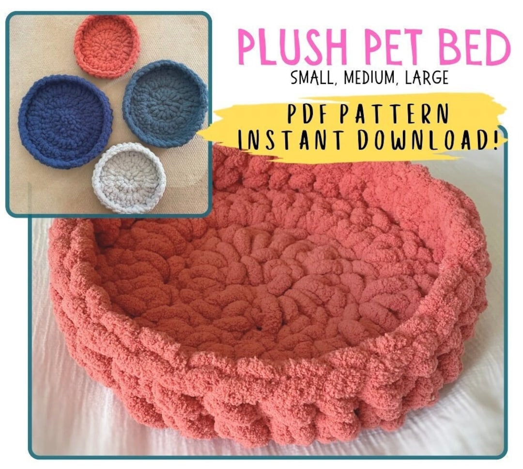Plush PET BED Crochet Pattern PDF Dog Bed Cat Bed Puppy Bed Kitty Bed ...