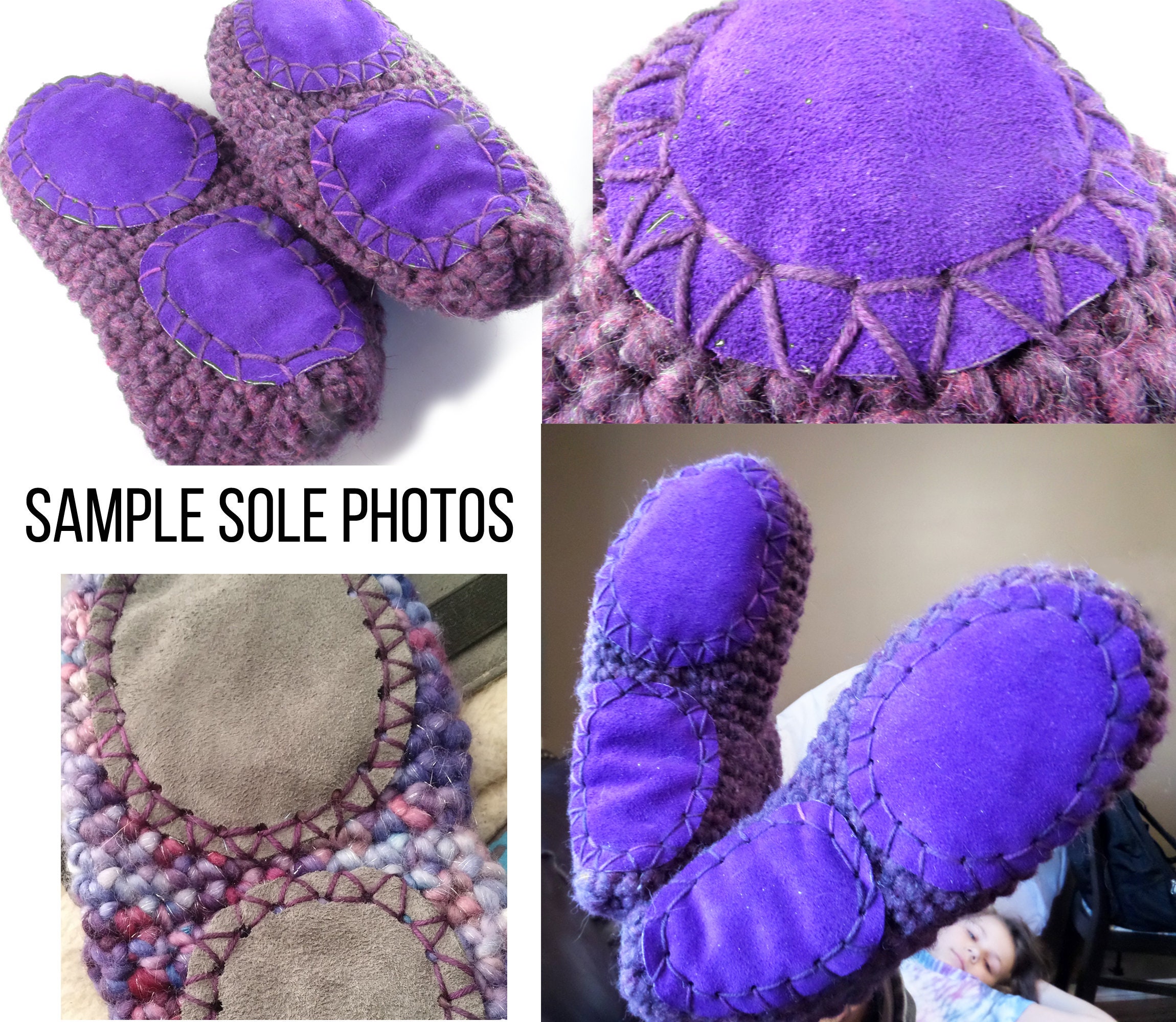 Slipper Soles / Child to Adult Sizes / Nonslip Leather Bottoms | Etsy ...