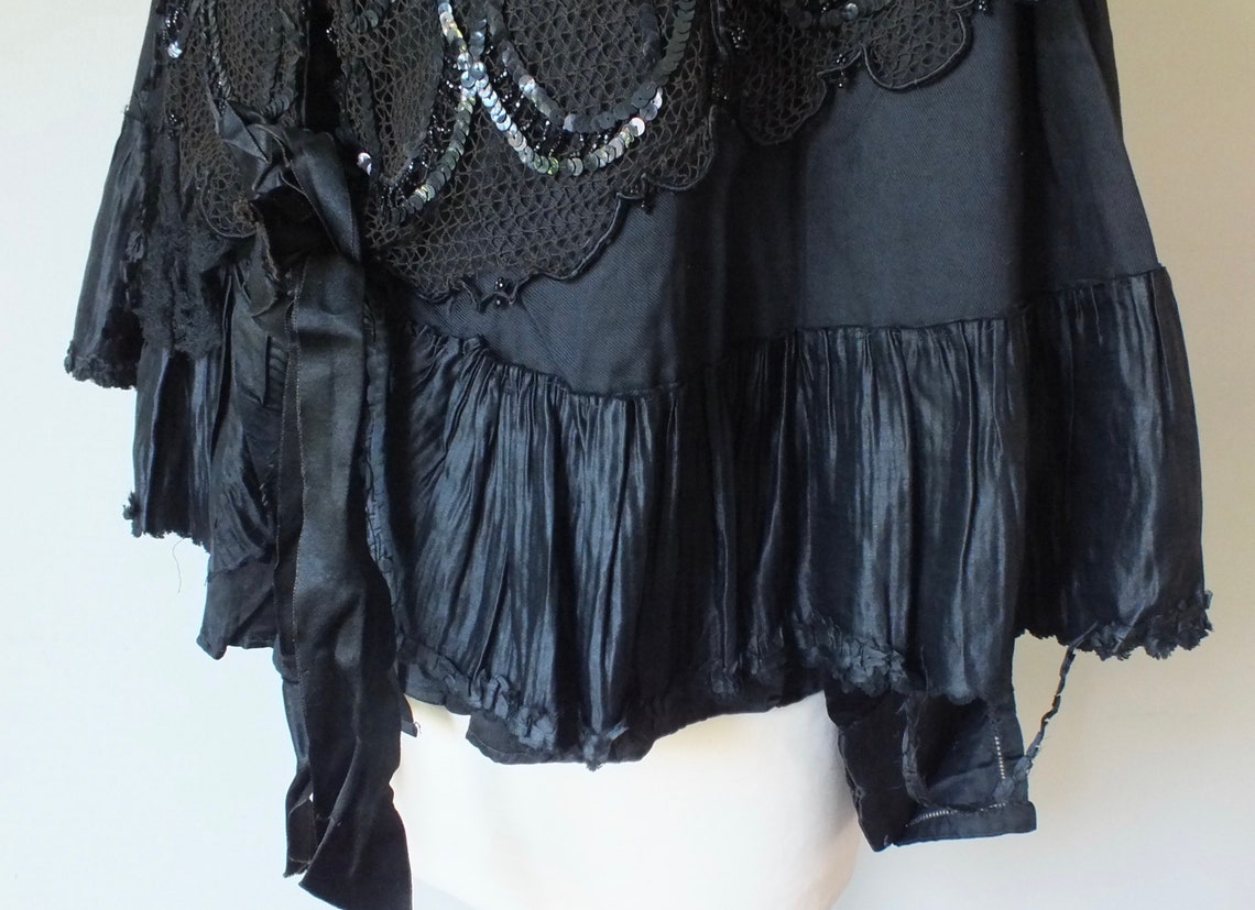 VICTORIAN Black Silk and Lace Cape With Sequins BEAUTIFUL - Etsy