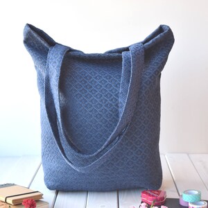 Blue Tote Bag Shoulder Bag School Bag Reusable Schopping - Etsy