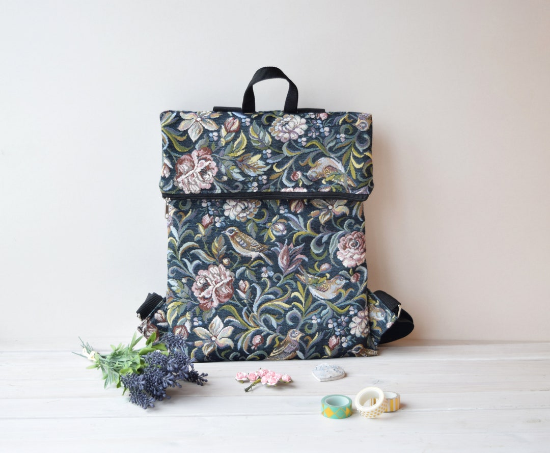 Backpack, Foldover Backpack, Vertical Square Shape Bag, Women Backpack ...