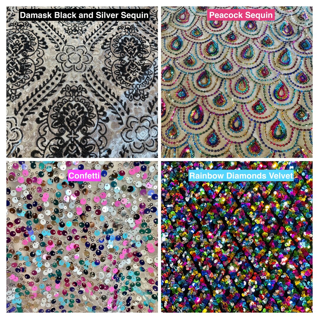 Sequin Mesh 2-way Stretch and Sequin Velvet 4 Way Stretch Fabric - Etsy
