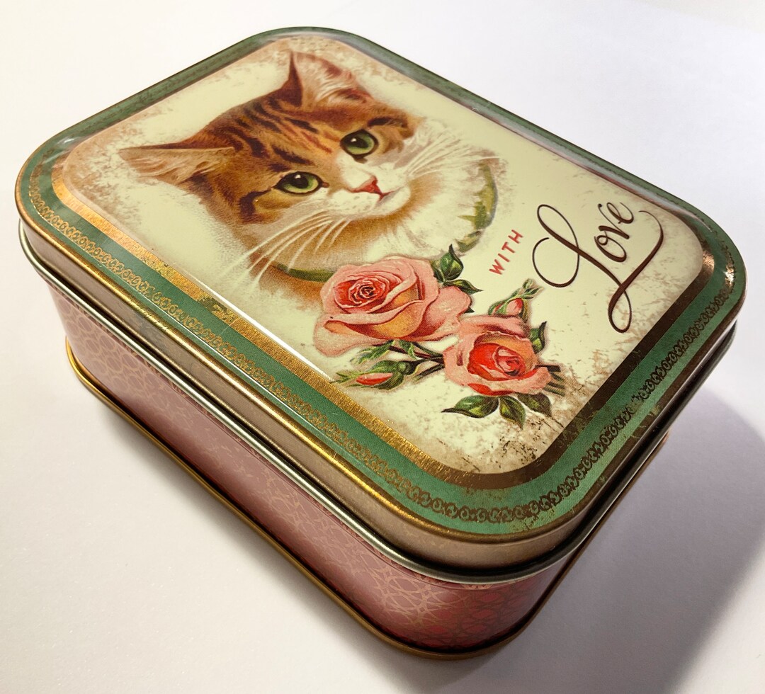 Small TIN, New Vintage Style, CAT Tin, Lovely Gift to Give or Receive ...