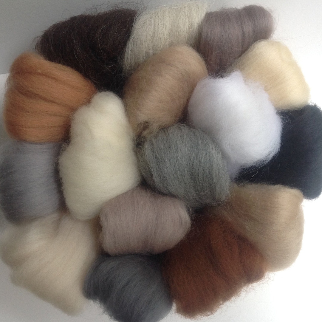 Pack of 16 NEUTRALS, Felting Wool Colours Shades, Needle Felting, Wet ...