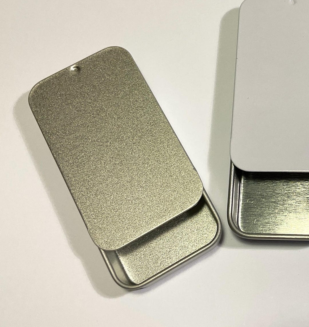 Little TINS, SILVER, Mini Slider Tins, TINY Metal Storage Tins, Pocket ...