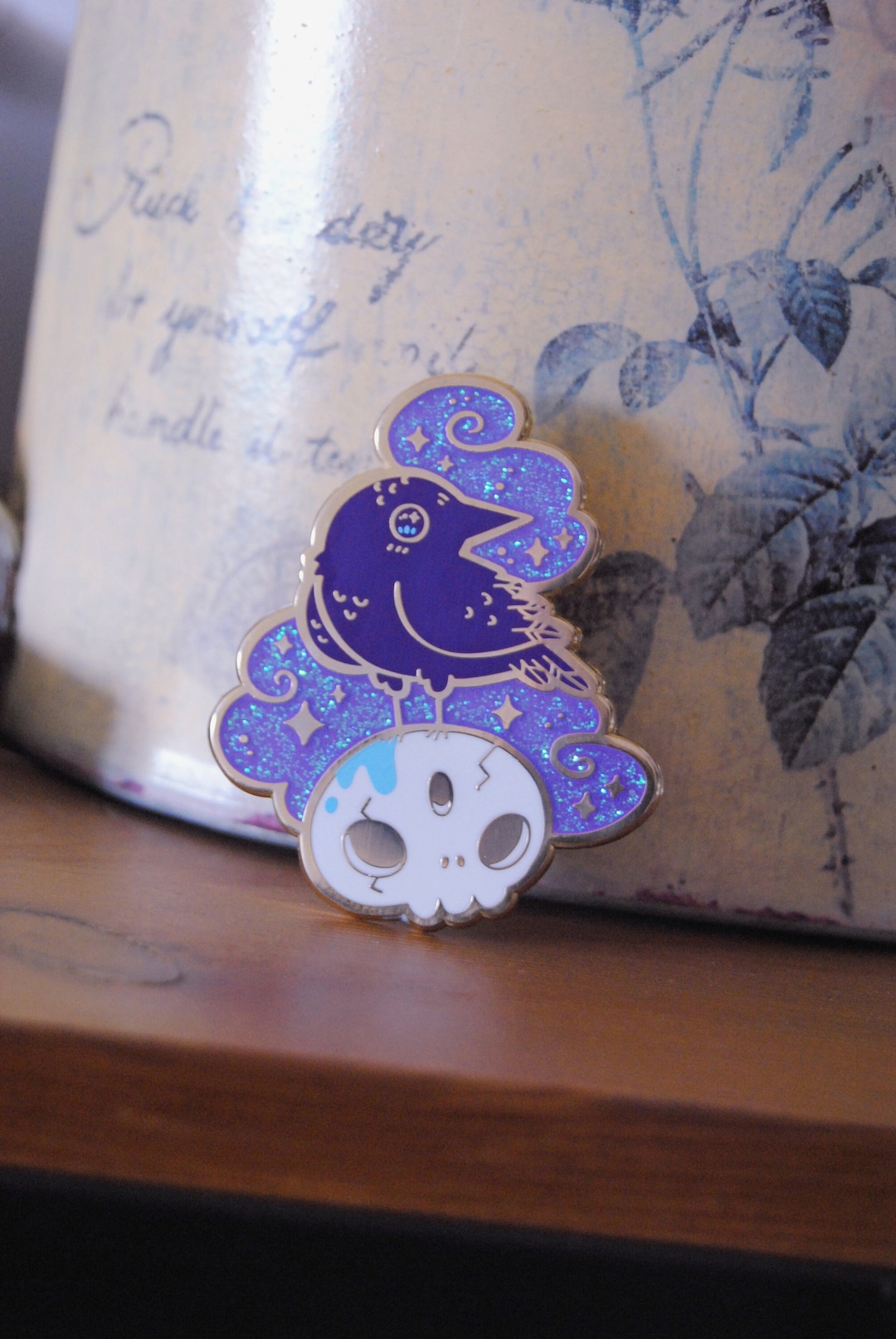 Enamel Pin, Skull Raven Pin, Hard Enamel, Halloween Collectors, Brooch ...