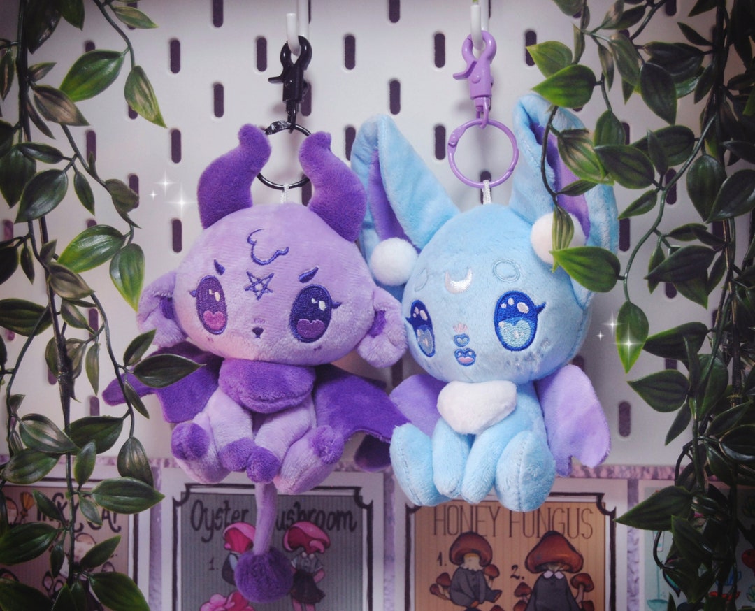 Bat and Demon Goat Plushies, Kawaii Plush, Pastel Goth, Decorative ...