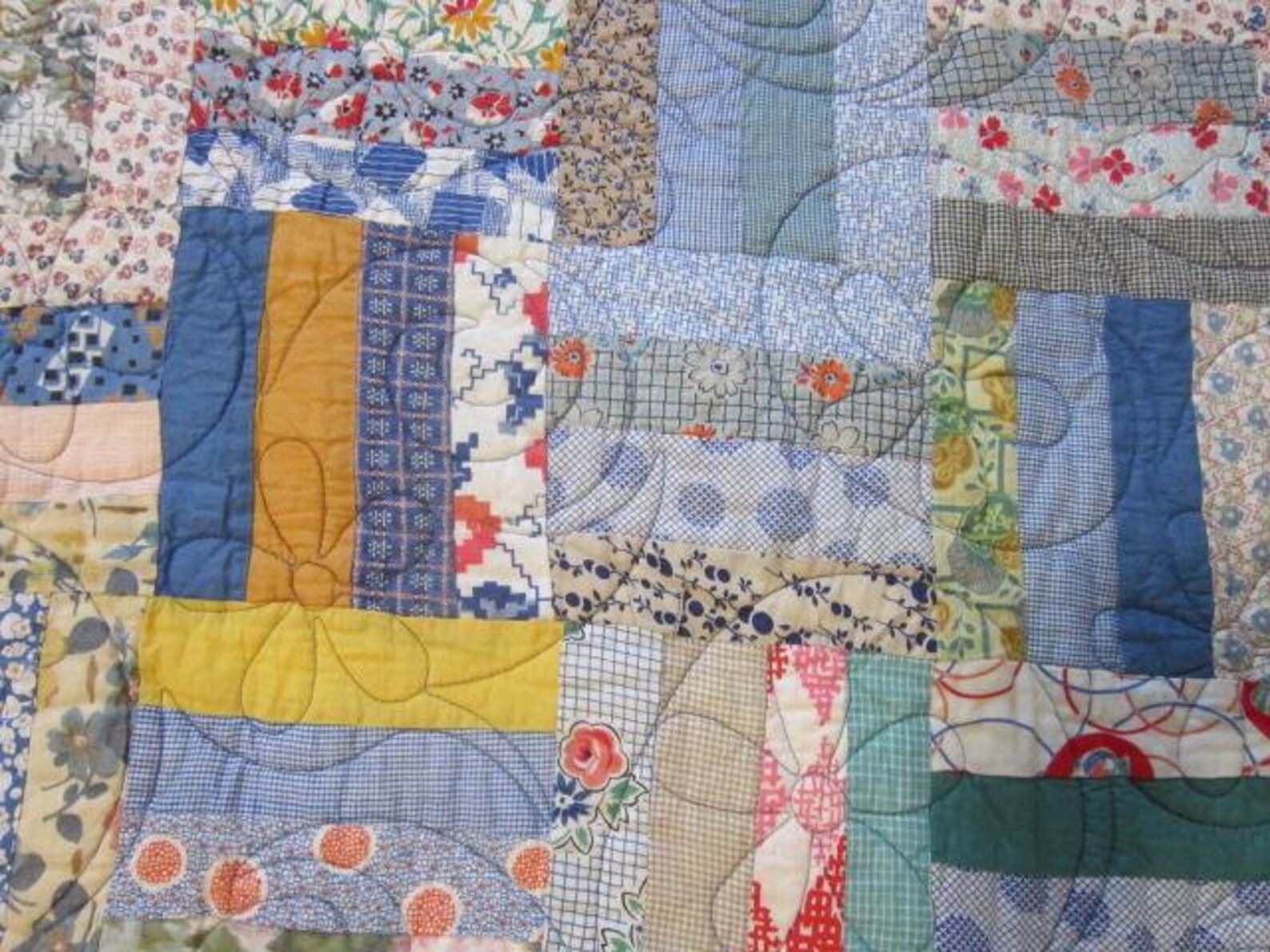 New USA Handmade Full/twin Patchwork Quilt Made From Vintage Rail Fence ...