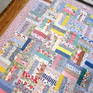 New USA Handmade Full/twin Patchwork Quilt Made From Vintage Rail Fence ...
