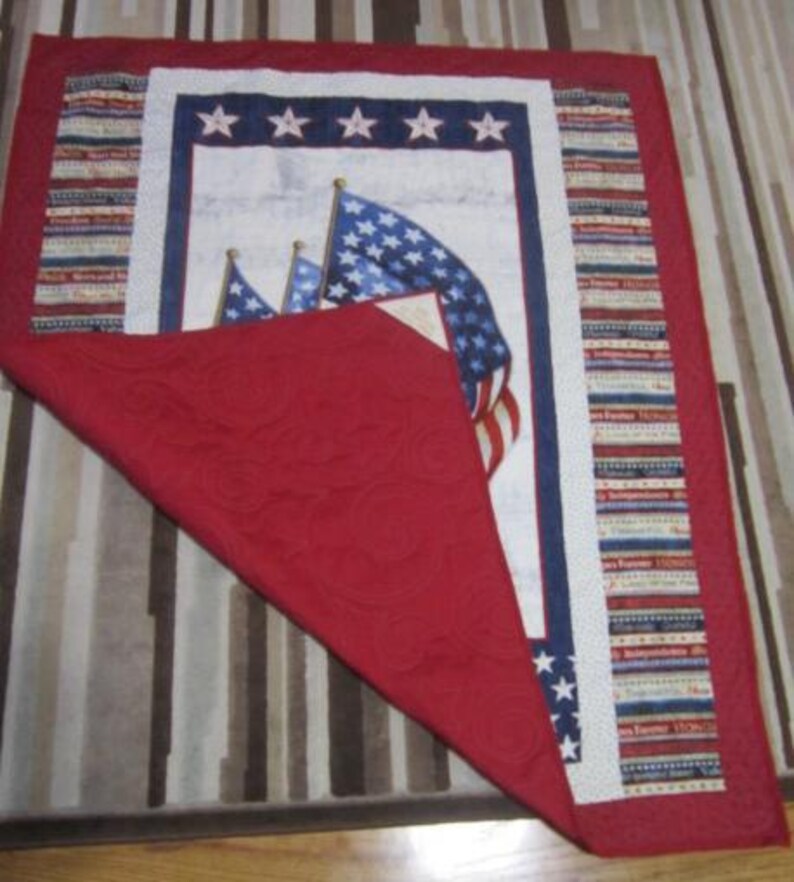 New USA Handmade Patriotic Wall Hanging/lap/throw Quilt- 44" X 53 ...