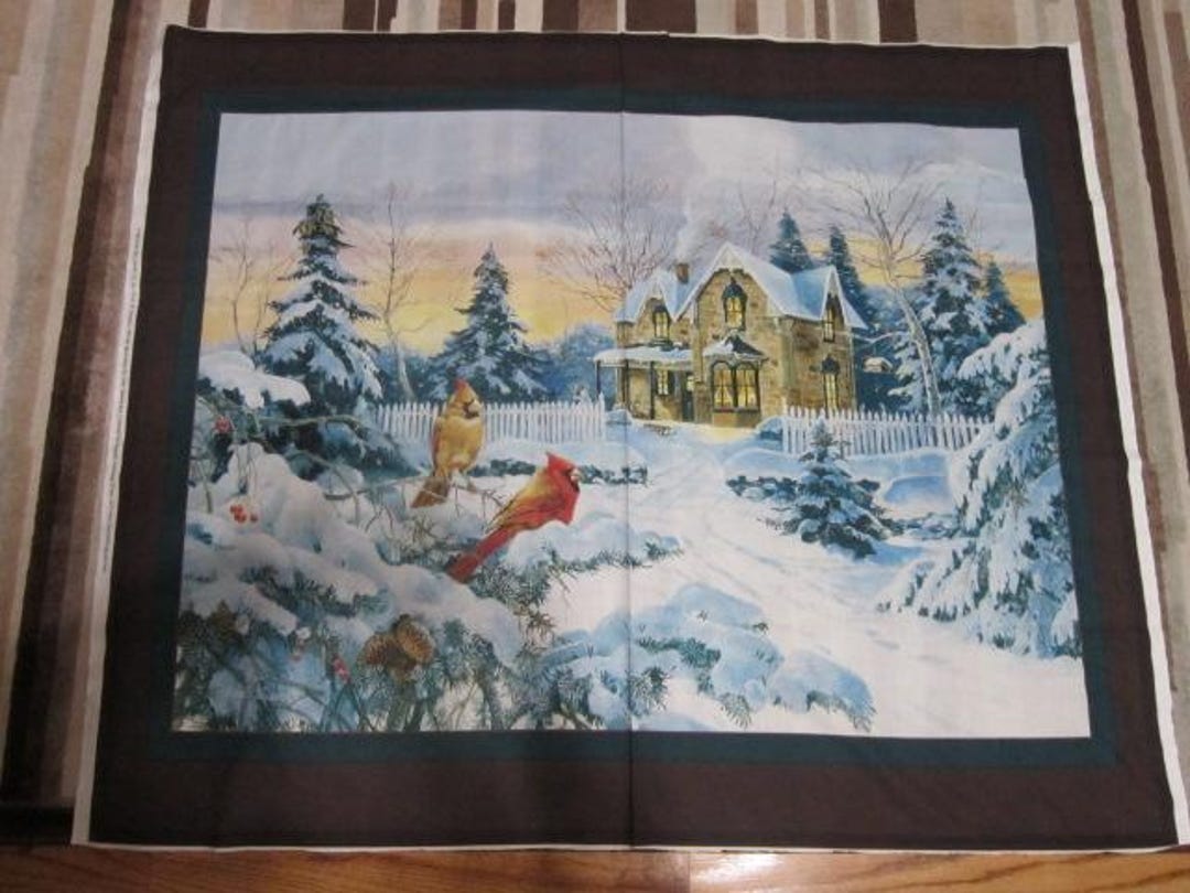 Winter Cardinal Fabric Panel - 36" X 44" Cotton - Etsy