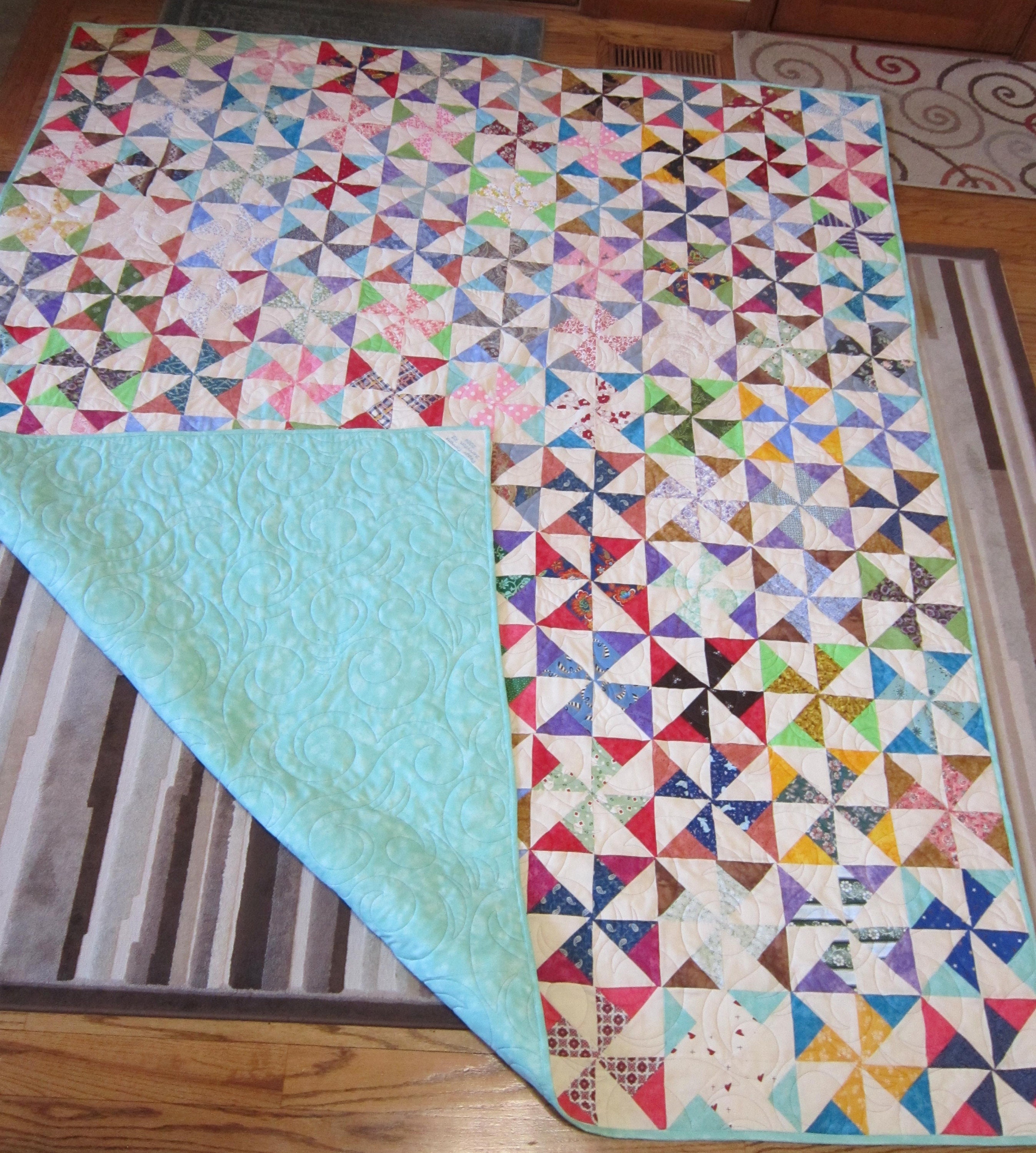 New USA Handmade Double Windmill Patchwork Quilt 71 X 87 Multi-color - Etsy