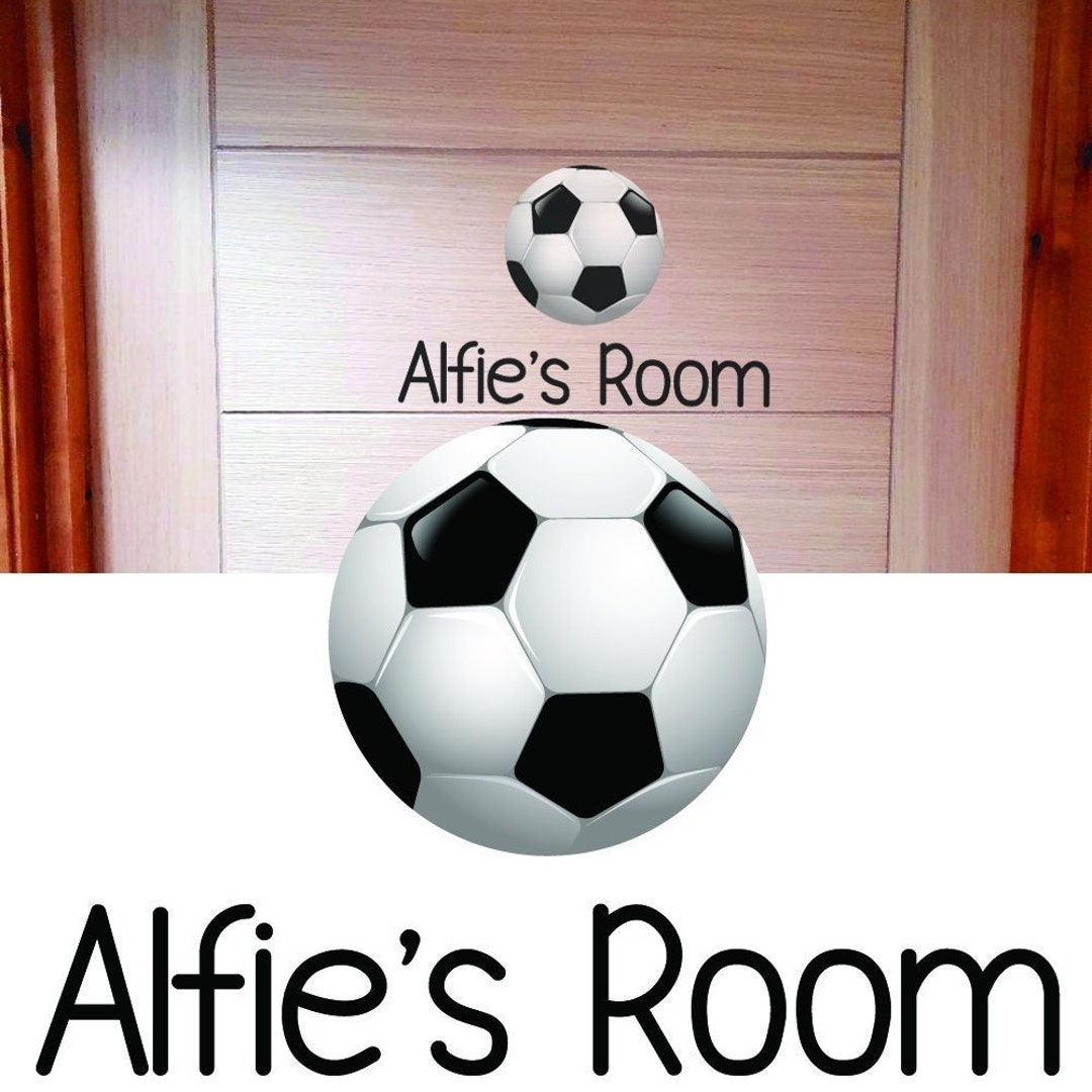 Personalised Football Footy Name Door Sticker Wall Decal Boys Bedroom ...