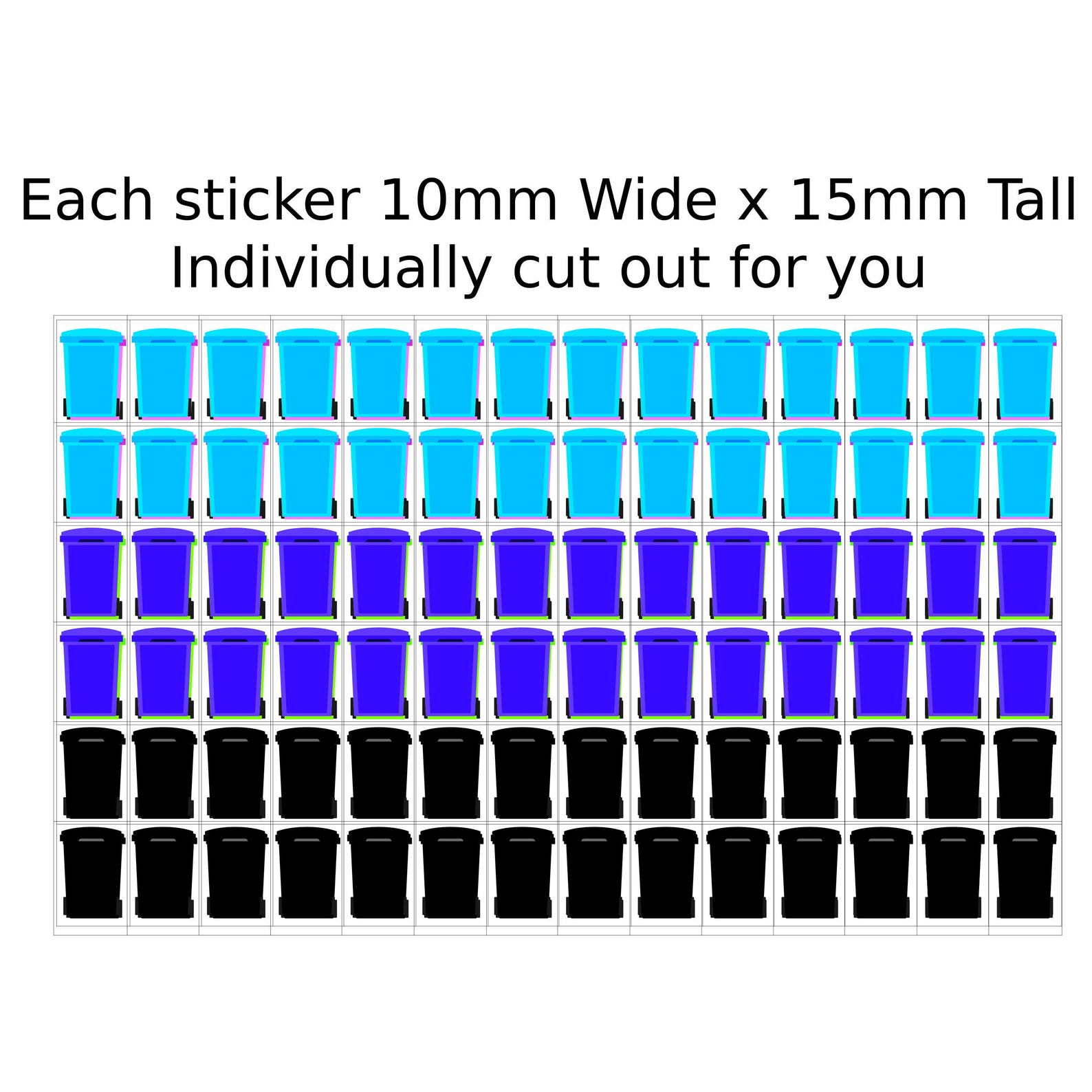 Blue Purple Black Wheelie Bin Calendar Craft Planner Stickers Decal ...