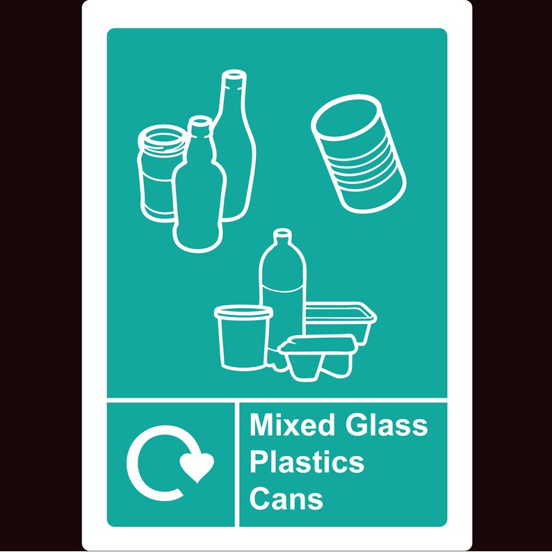 Recycling Sticker Waste Signage Sign Home Wheelie Bin Window Decal ...