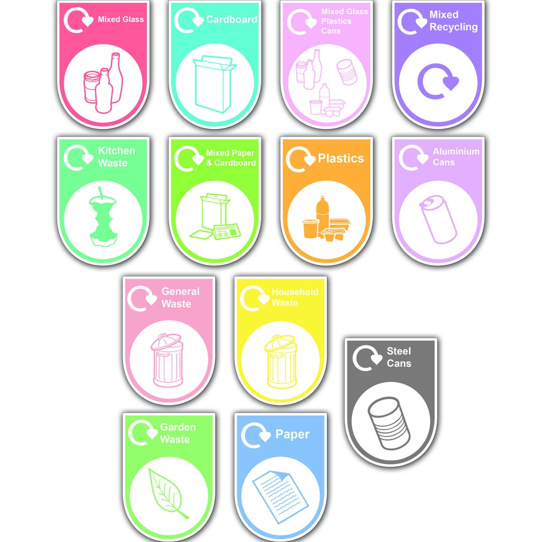 Recycling Sticker Waste Signage - Sign Home Wheelie Bin Window Decal ...