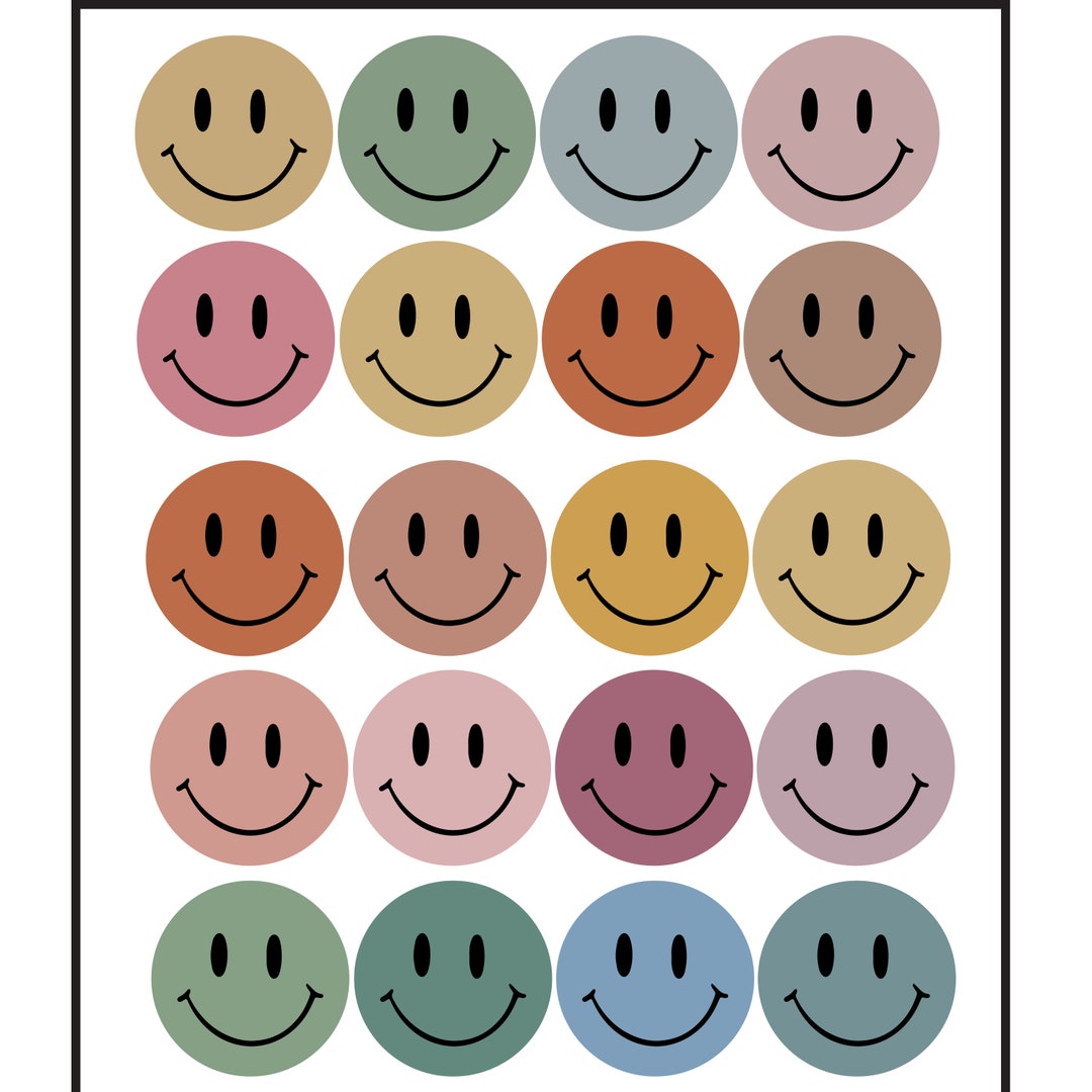 Smiley Faces Face Smile Wall Art Stickers Decor Decals Trendy Pastel ...