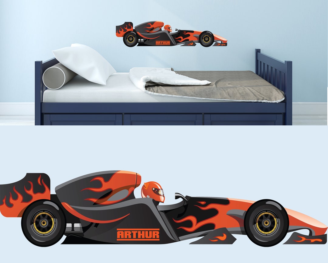 Personalised F1 Racing Car Bedroom Wall Sticker - Decal Race Graphic ...