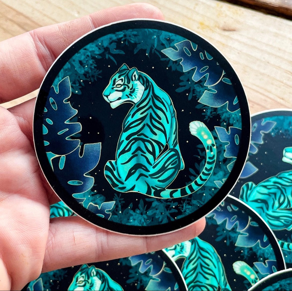 Teal Tigress Tiger Jungle Stickers Vinyl Stickers | Etsy