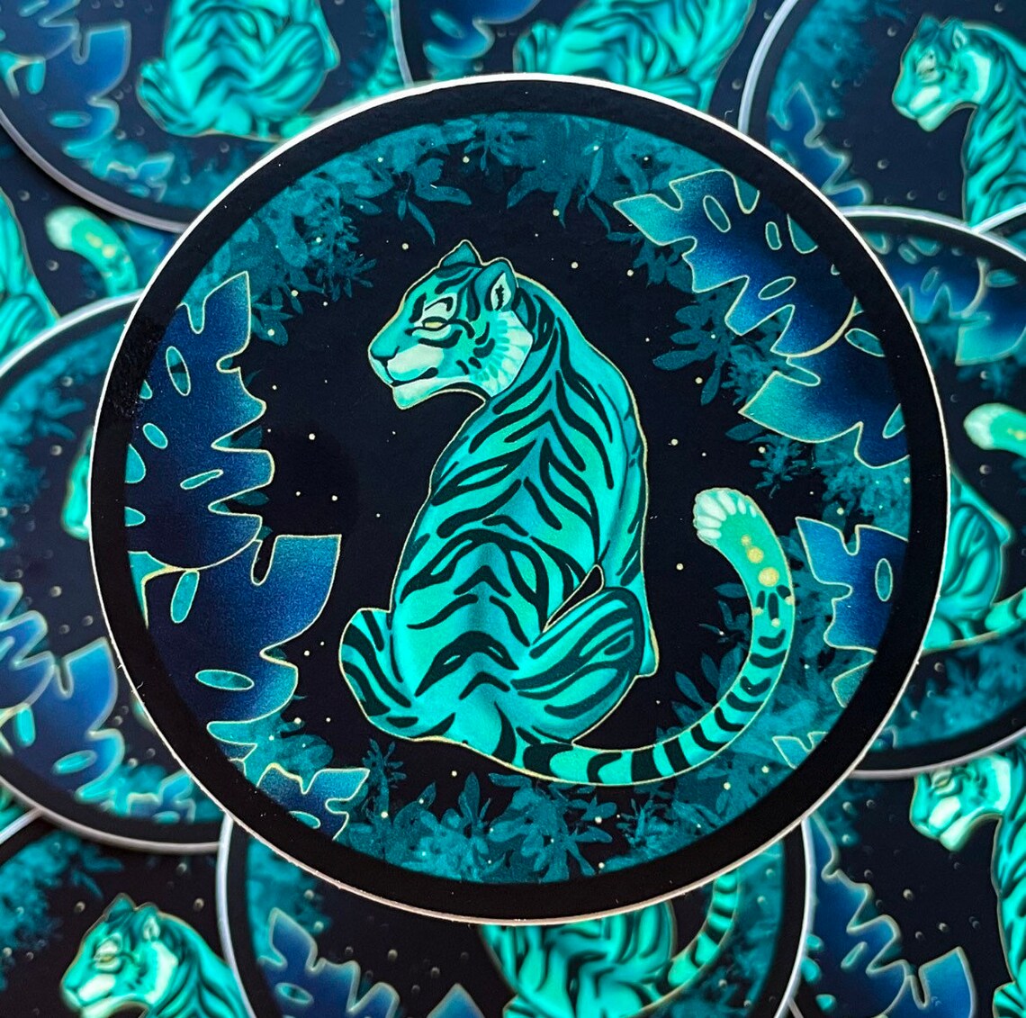 Teal Tigress Tiger Jungle Stickers Vinyl Stickers - Etsy