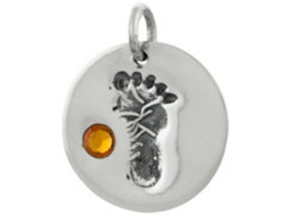 Sterling Silver Baby Feet Crystal November Birthstone Charm - Etsy