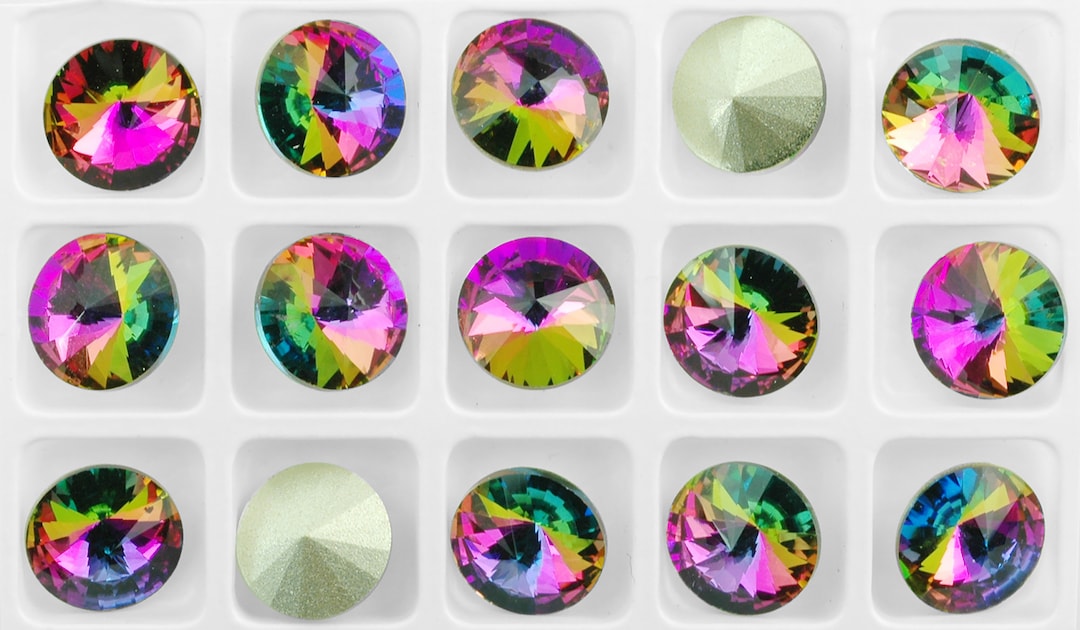 Set of 15 Czech Crystal Rivolis 10mm Rainbow (sku 6467 - CC-RIV-10-VO ...