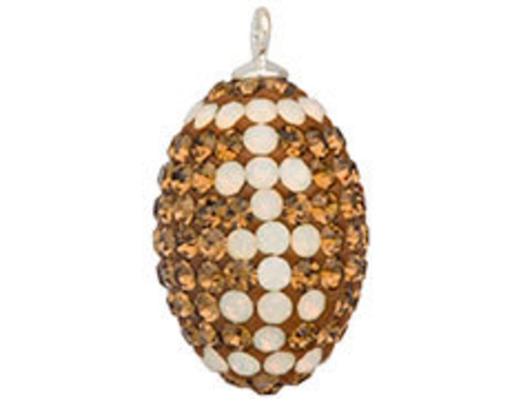 Crystal Bling Football in 16x12mm Smoked Topaz and White Opal (sku 3768 ...