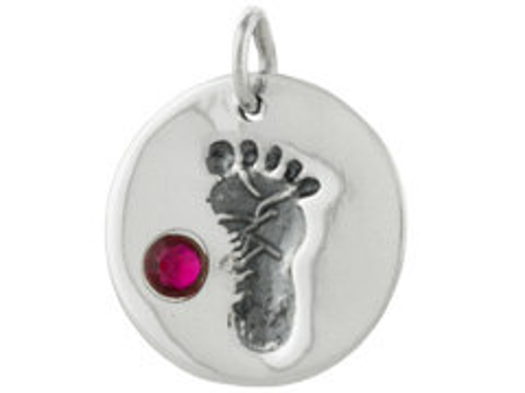 Sterling Silver Baby Feet Crystal July Birthstone Charm (sku 8314 ...