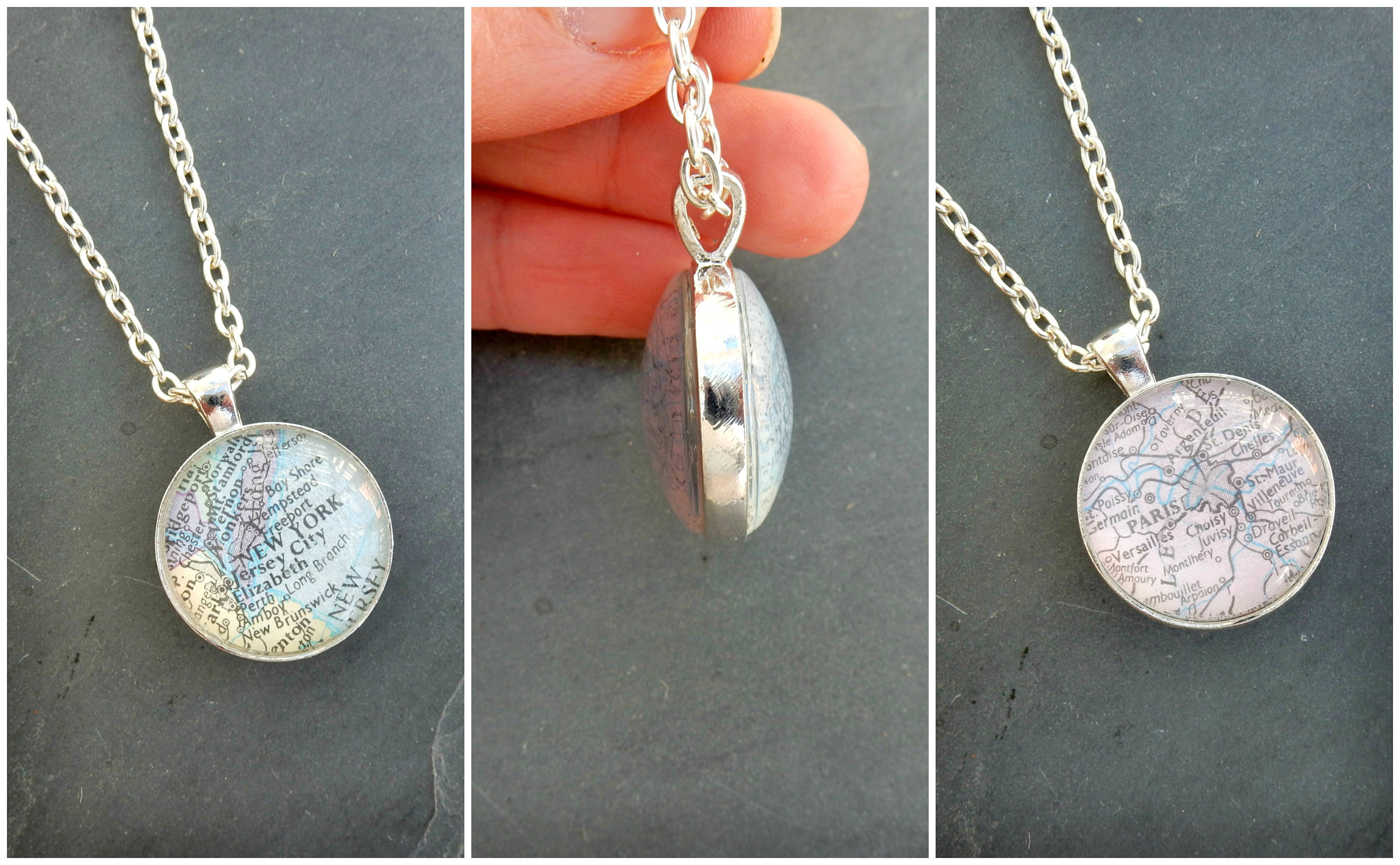 Custom Long Distance Map Gift Double Sided Map Pendant - Etsy