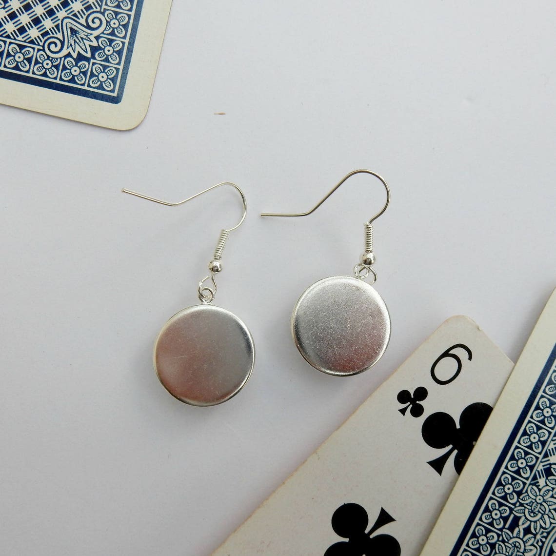 Upcycled Playing Card Club Earrings - Black and White - Etsy