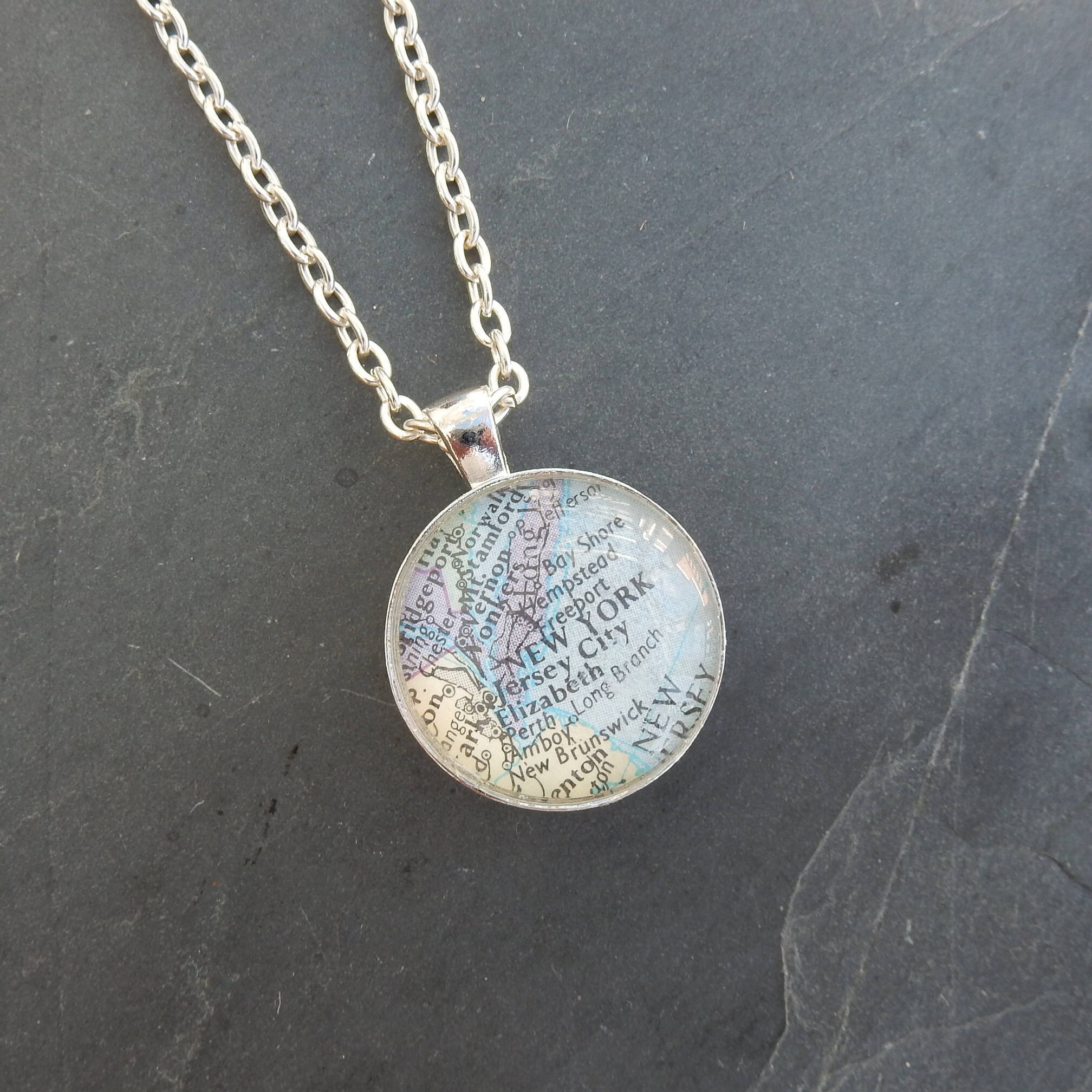 Custom Long Distance Map Gift Double Sided Map Pendant - Etsy