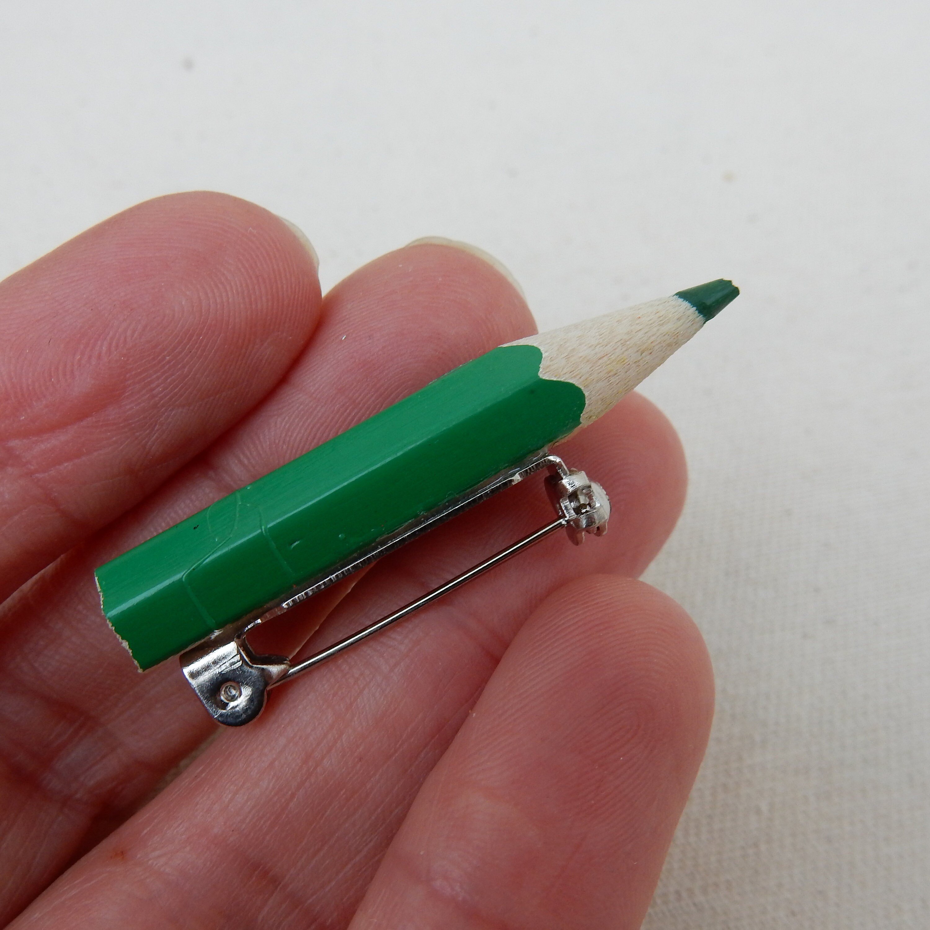 Green Pencil Pin Upcycled Brooch - Etsy