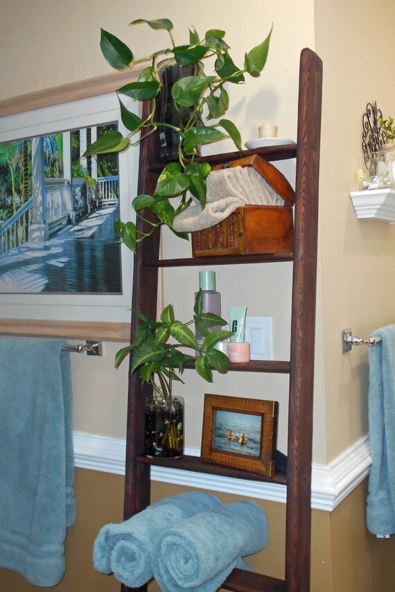 RUSTIC WALL SHELVES Wood Ladder Shelves - Etsy