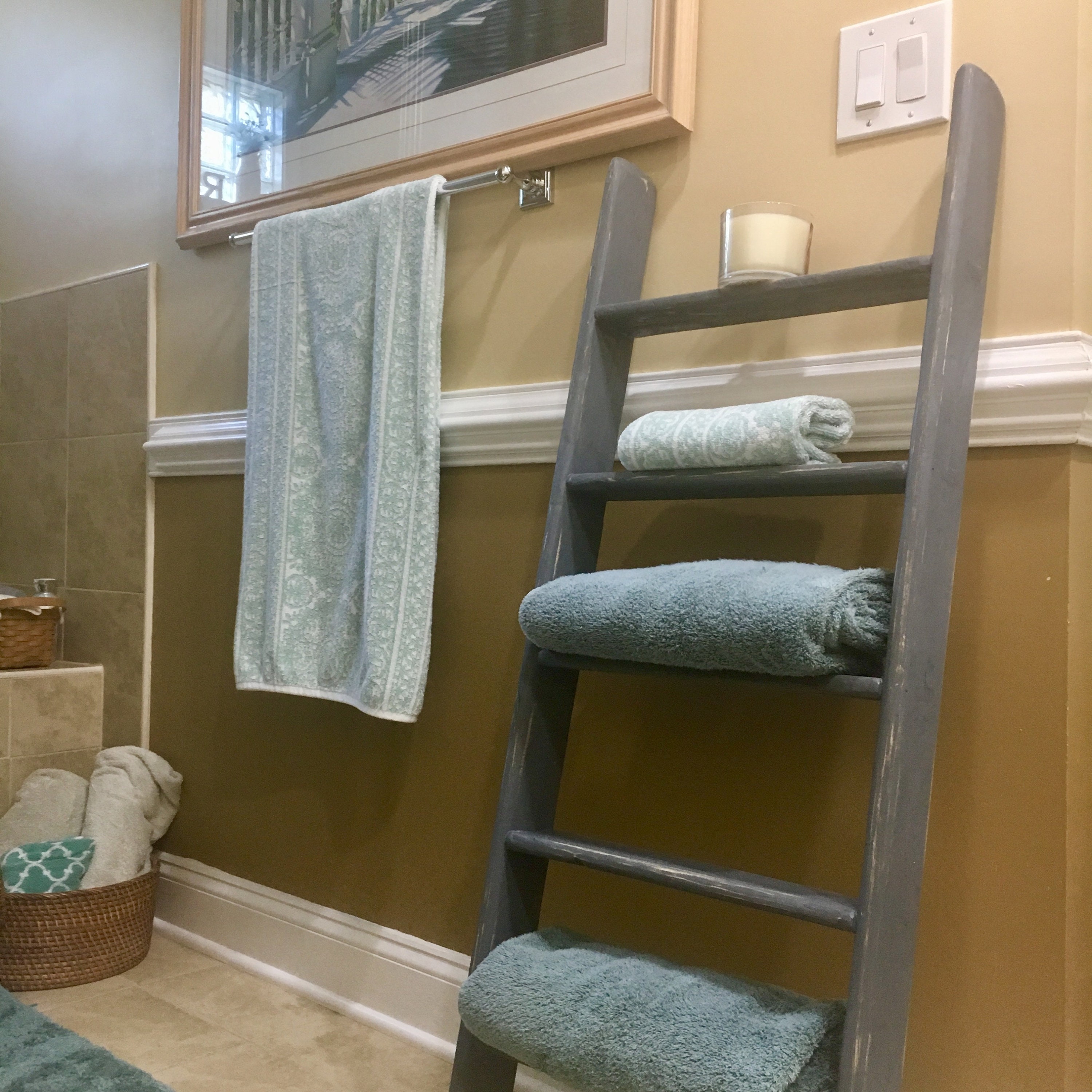 LADDER WALL DECOR Bathroom Wall Decor Storage | Etsy