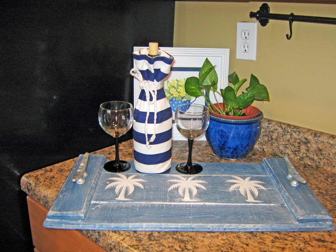 Rustic Wooden Serving Tray With Handles Personalized for a Unique Touch ...