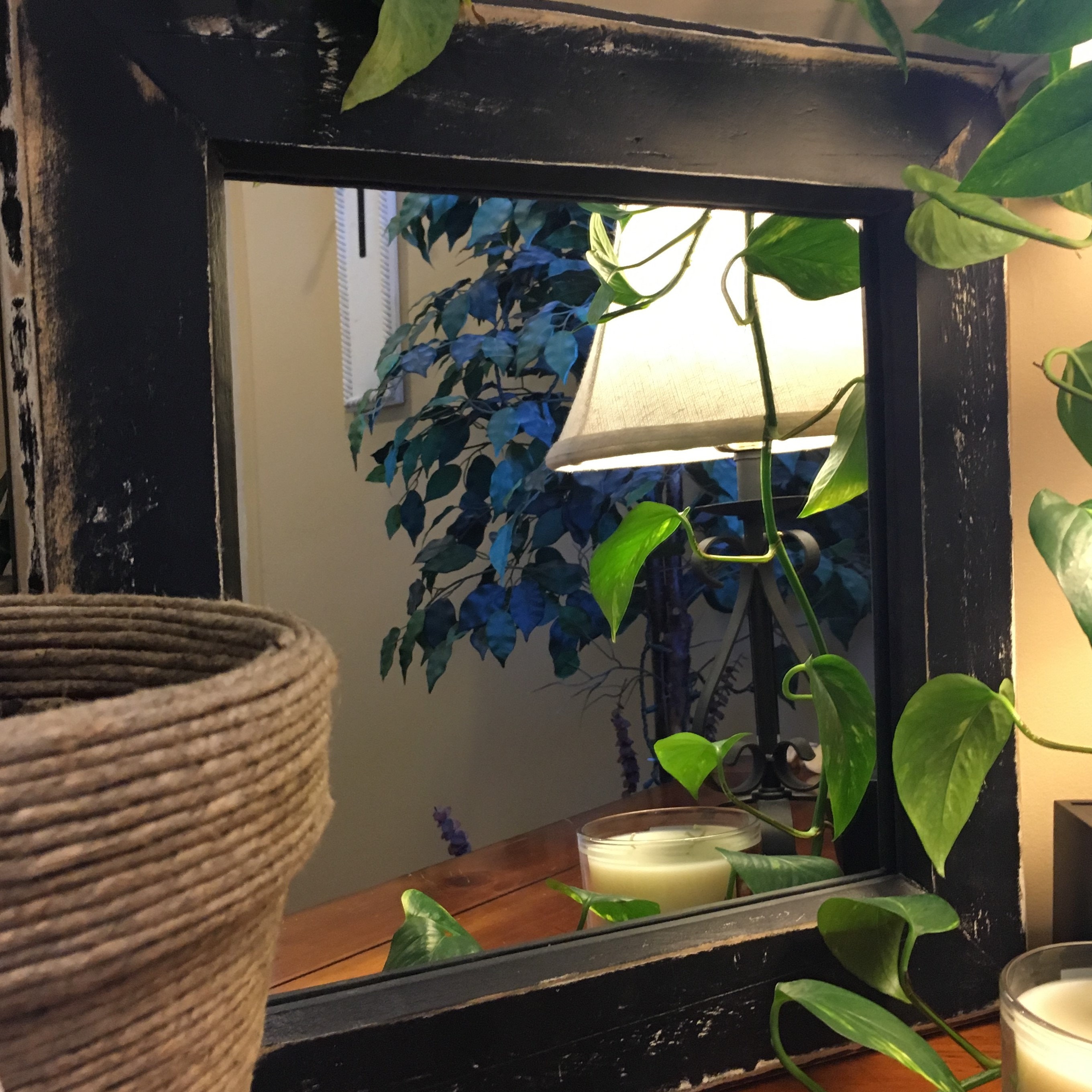 Black Rustic Mirror: Reclaimed Wood Farmhouse Decor (17.5" X 17.5") - Etsy