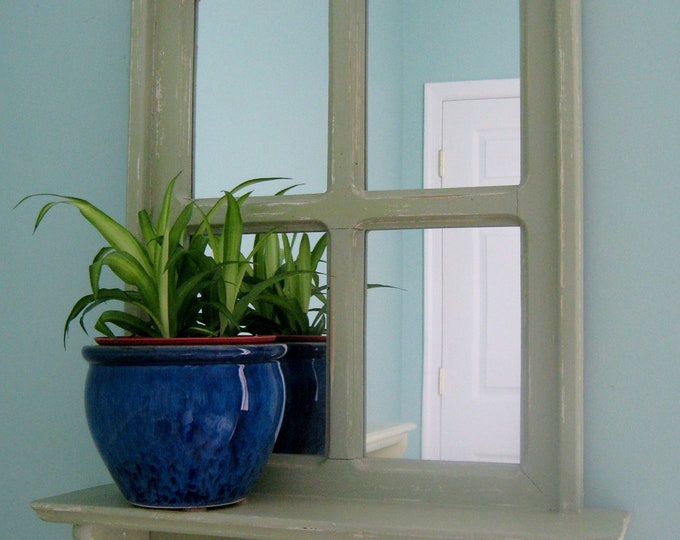 MIRRORED WINDOW, Entryway Mirror in Vintage Green - Etsy